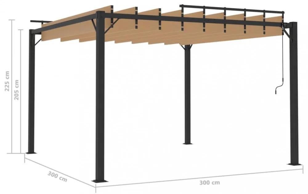 Pergola s lamelovou střechou 3 x 3 m hliník / látka Dekorhome Krémová