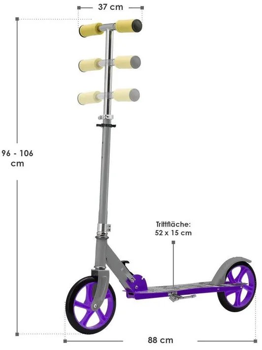 Dětská koloběžka s velkými koly a popruhem, šedá
