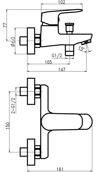 Novaservis - Vanová sada s baterií TITANIA COSMOS lesklý chrom