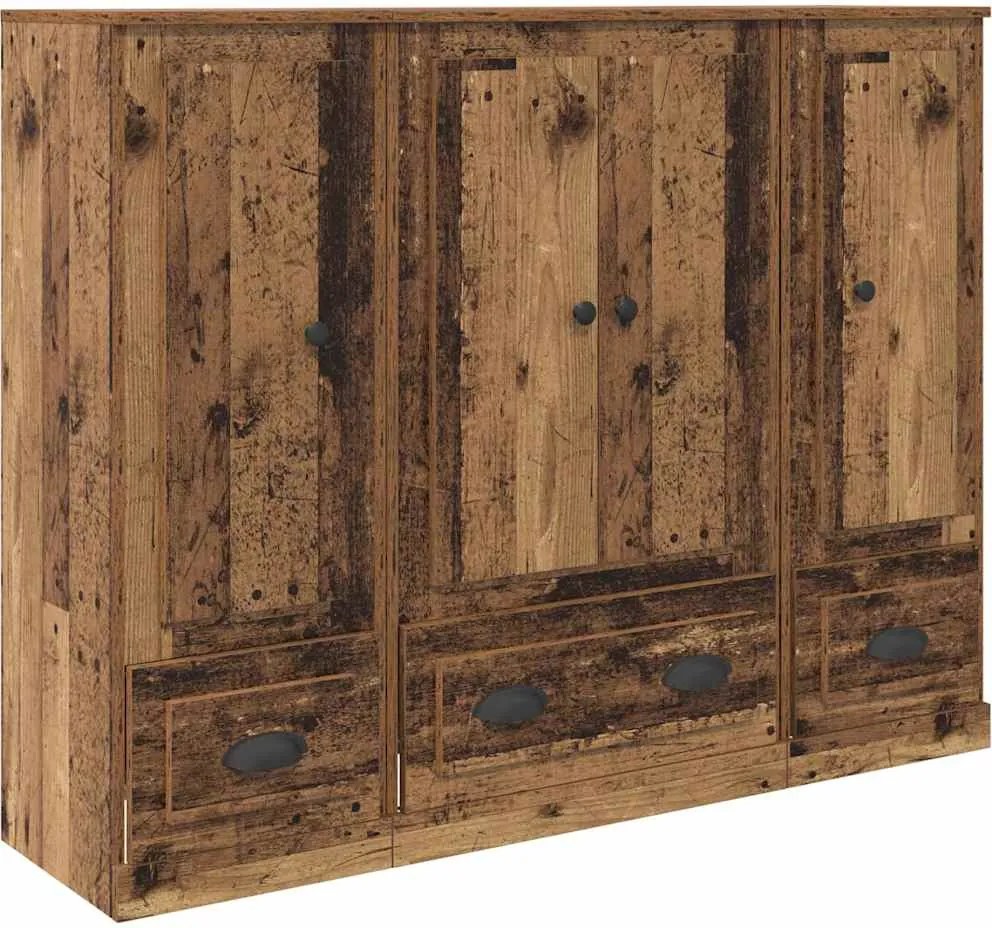 Vysoký bufet 3 ks Staré dřevo 132 x 35,5 x 103,5 cm 3402671