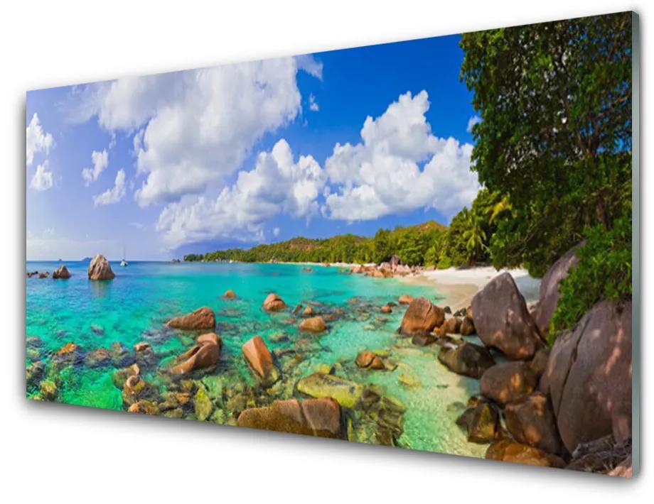 akrylový obraz Moře Kameny Krajina 140x70 cm