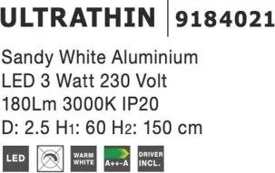 Závěsné LED svítidlo NOVA LUCE ULTRATHIN 3W 3000K 9184021