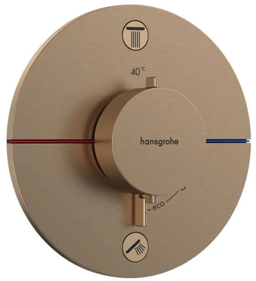 Hansgrohe ShowerSelect Comfort - Termostatická baterie pod omítku, pro 2 spotřebiče, kartáčovaný bronz 15554140