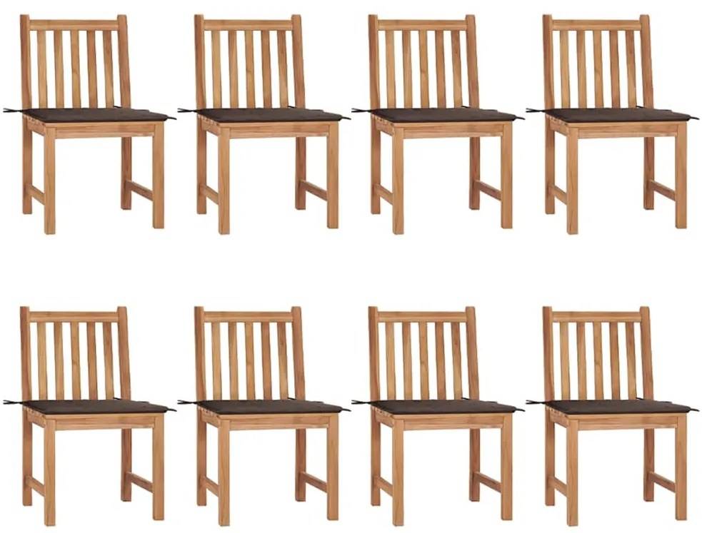 Zahradní židle s poduškami 8 ks masivní teak 3073150