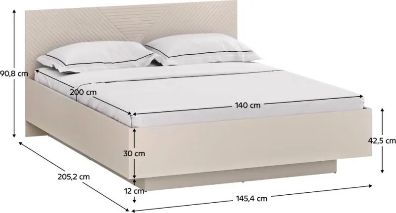 Postel s roštem, 140x200, kašmír/dub castello, EYCO Kondela 0000418858