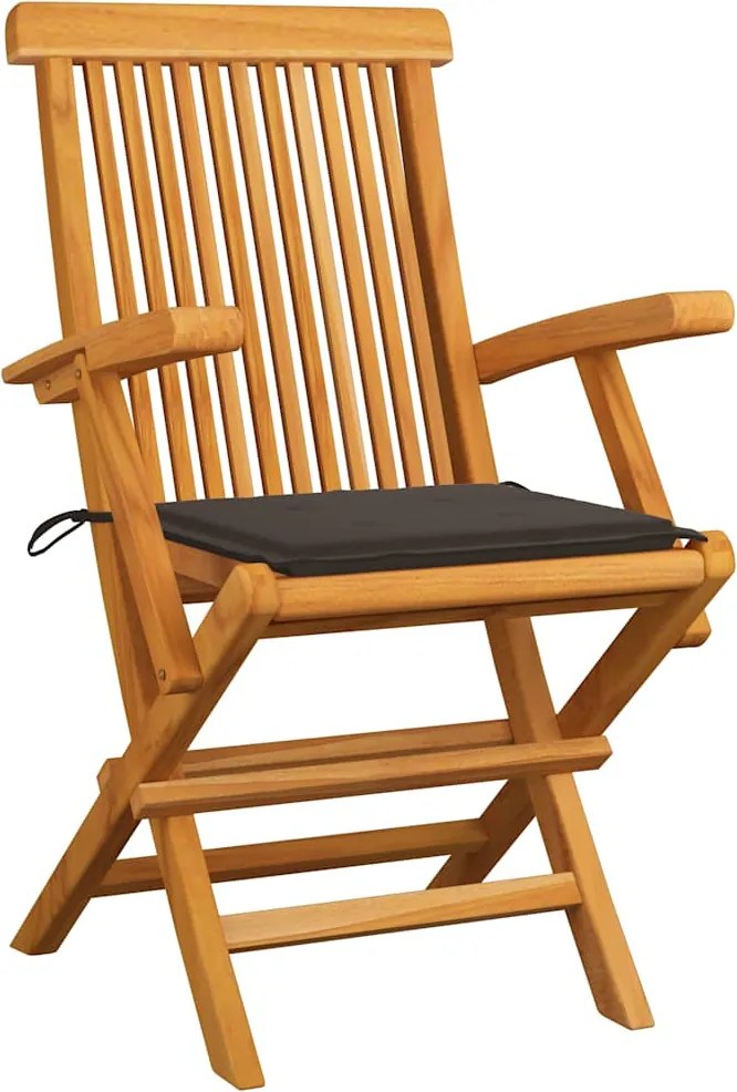 Skládací židle s taupe polštáři, 6 ks, masivní teakové dřevo 3062549