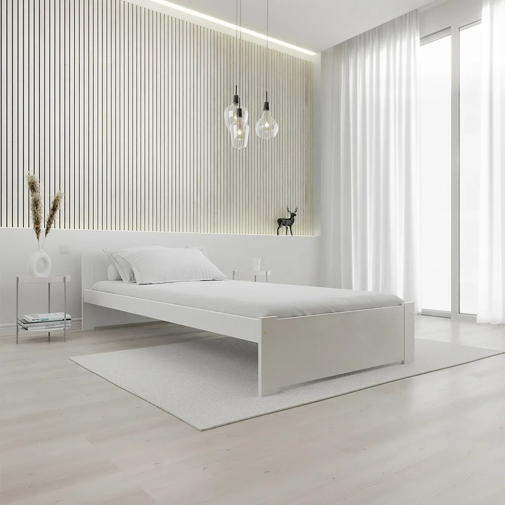 Postel IKAROS 90 x 200 cm, bílá Matrace: Matrace Sommera 18 cm, Rošt: Bez roštu
