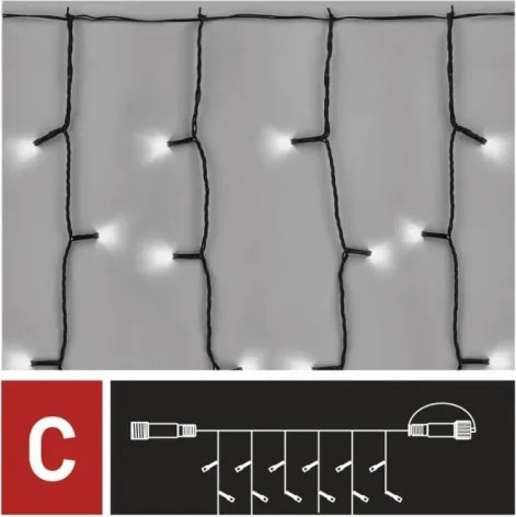 Propojovací vánoční řetěz bez zdroje EMOS Connecting D1EC01 ZY1933 100LED záclona 1x2m studená bílá