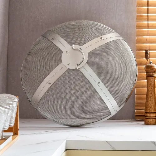 Ochranný kryt proti jiskrám pro ohniště kulatý 68,6 cm, zesílený kovový kryt z těžké