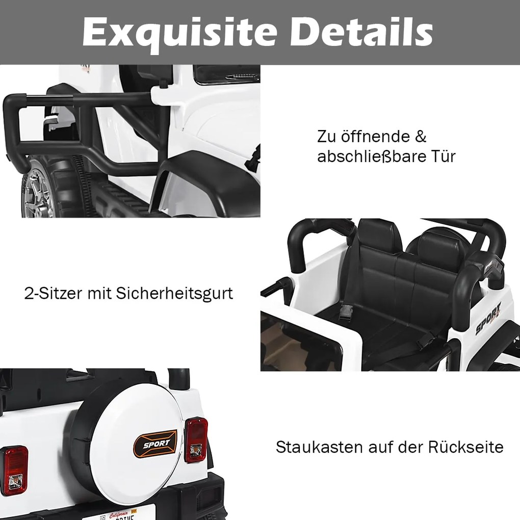 Costway Dětské elektrické autíčko pro 2 děti s ovladačem, bílé