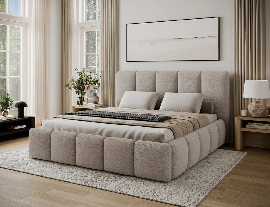 Postel Edvige + Dřevěný rám + Standardní zdvih + kontejner 160x200