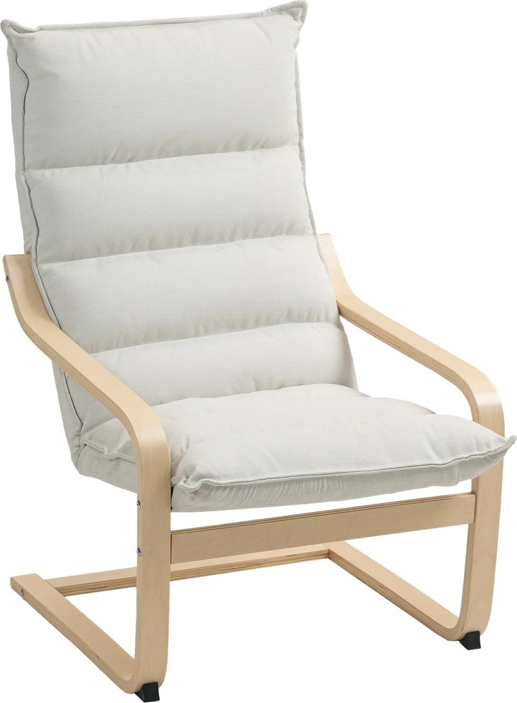 HOMCOM Moderní relaxační křeslo do ložnice s prohnutými opěrkami, polstrováním, sametové křeslo - 67 x 83 x 105 cm, krémové | Aosom