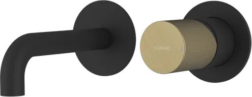 Sapho Sapho, ULTRATAP 2-prvková podomítková umyvadlová baterie, hubice 16cm, černá mat/zlato mat, UT118TBG