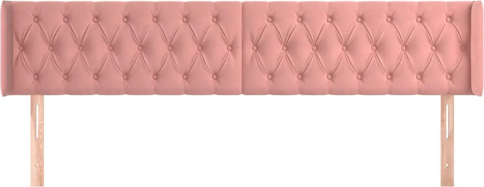 Čelo postele typu ušák růžová 203x16x78/88 cm samet 3119175