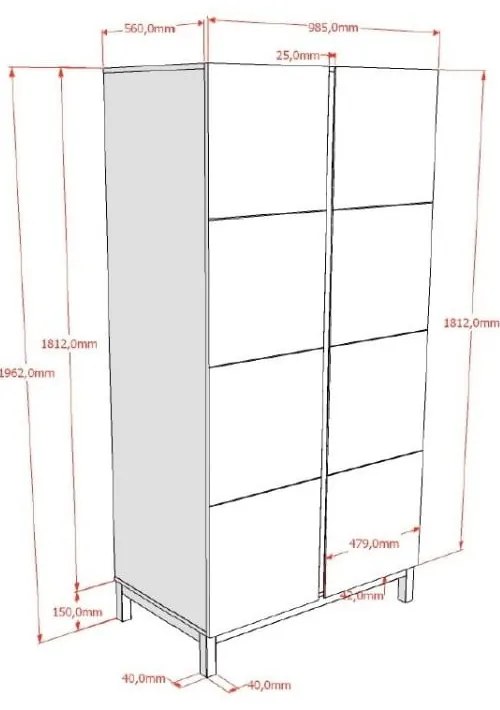 Bílá dětská šatní skříň 99x196x58 cm Eva – Vipack