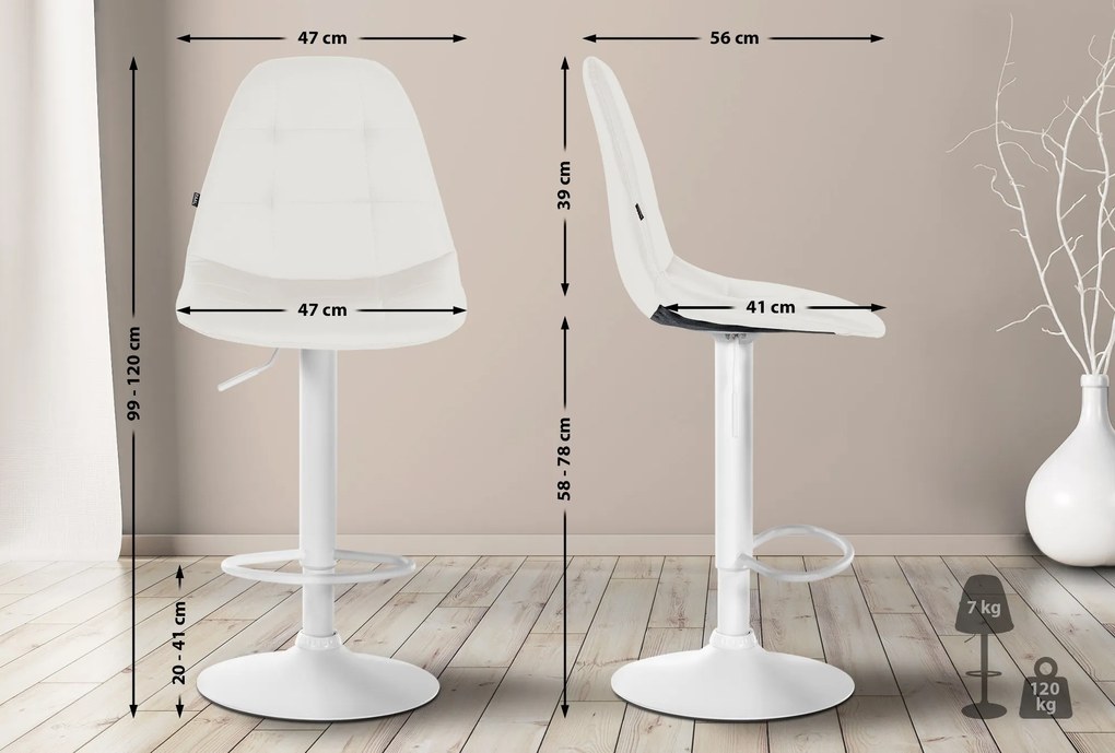 Barová židle Elmore umělá kůže W – bílá