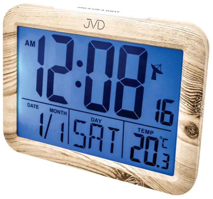 Digitální rádiem řízený budík JVD RB27.1 - imitace dřeva