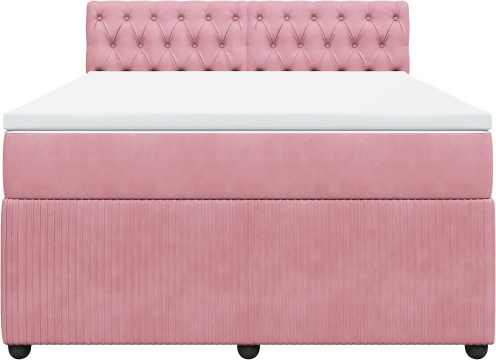 Box spring postel s matrací růžová 140x200 cm samet 3287769