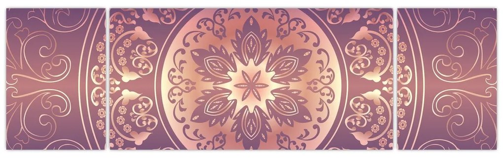 Obraz - Mandala na fialovém gradientu (170x50 cm)
