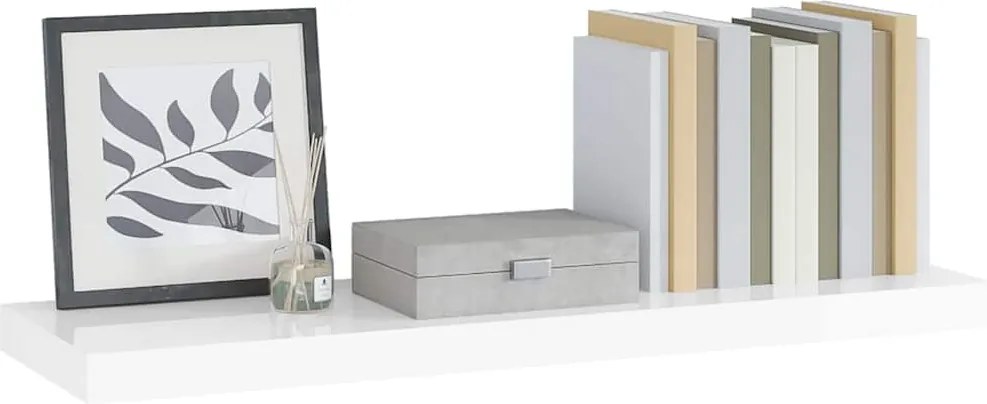 Plovoucí nástěnná police bílá vysoký lesk 90x23,5x3,8 cm MDF 323754