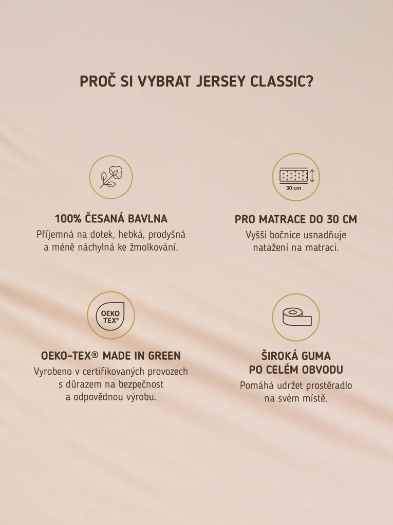 MK Lůžkoviny Jersey prostěradlo Classic 90 x 200 cm – béžová