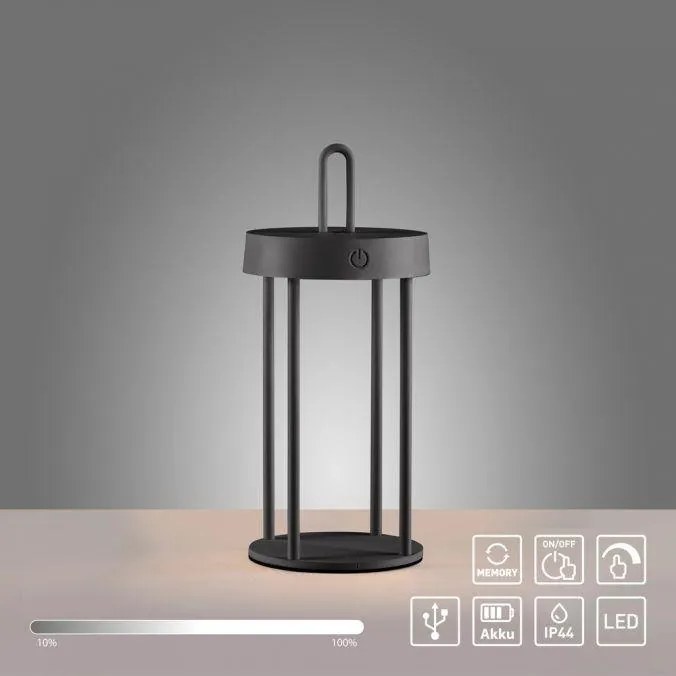 LD 19300-18 ANSELM LED stolní lampa na baterie černá 28cm dotykový stmívač IP44 zahradní svítidlo 2700K - JUST LIGHT