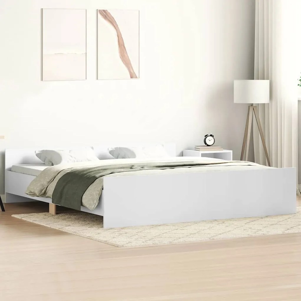 Rám postele s hlavovým a nožním čelem bílý 200 x 200 cm 3203733