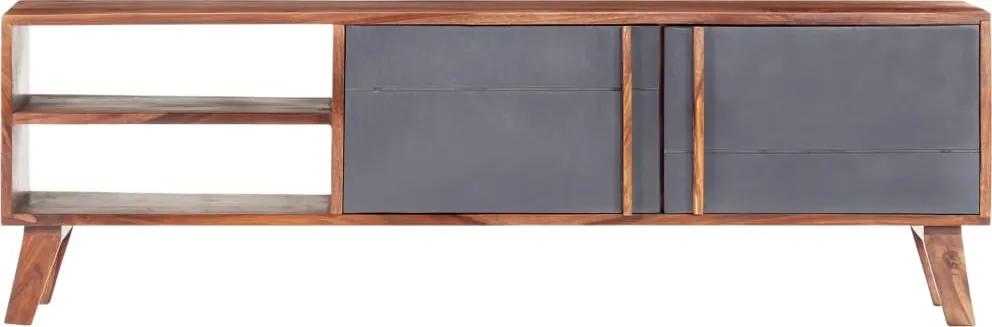 vidaXL TV stolek šedý 140 x 30 x 45 cm masivní sheeshamové dřevo [286369]