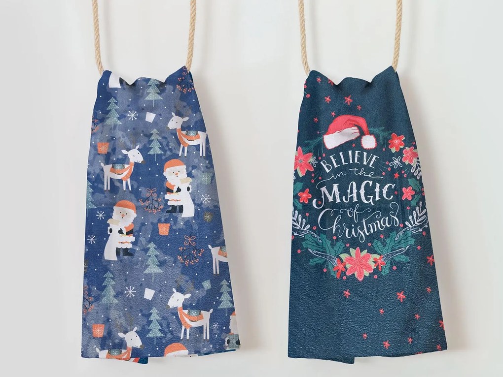 KUCHYŇSKÉ UTĚRKY MS HOME CHRISTMAS SADA 2 KS 38X60 CM VZOROVANÉ