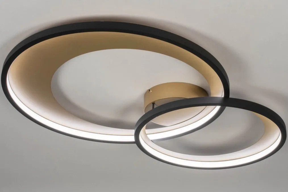 Stropní stmívatelné LED svítidlo do obýváku Omega Black and Gold 81