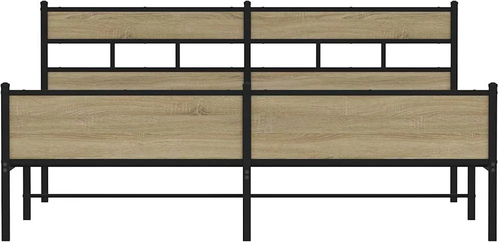 Kovový rám postele bez matrace dub sonoma 180 x 200 cm 3308504