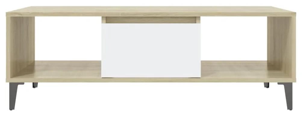 vidaXL Konferenční stolek bílý a dub sonoma 103,5x60x35 cm kompozit