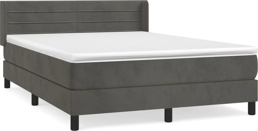 Box spring postel s matrací tmavě šedá 140x200 cm samet 3131022