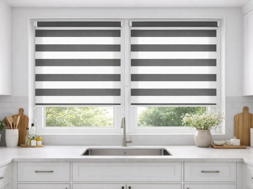 ZEBRA-SHOP Roleta DEN A NOC / MINI / PREMIUM / GRAFIT / BH 28 Barva mechanizmu: bílá, Výška: 150, Šířka: 66