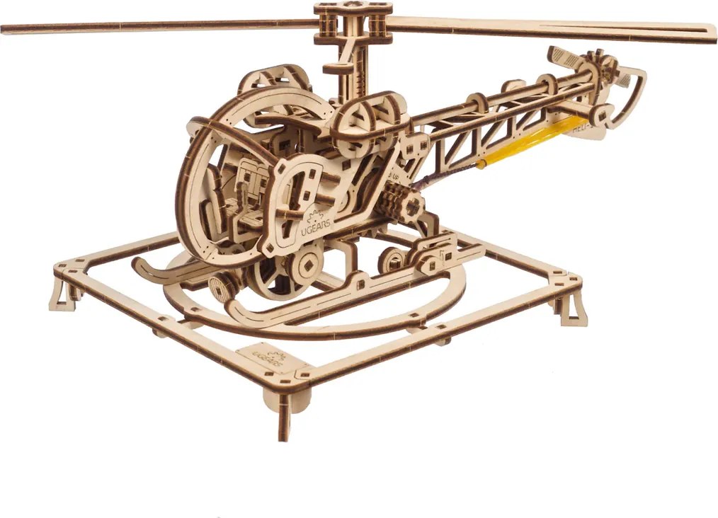 UGEARS MODELS Dřevěná 3D stavebnice mechanického modelu mini helikoptéra