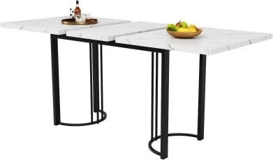 Aosom Rozkládací jídelní stůl s kovovou konstrukcí, 140-179,5 x 80 x 75,5 cm, bílá+černá