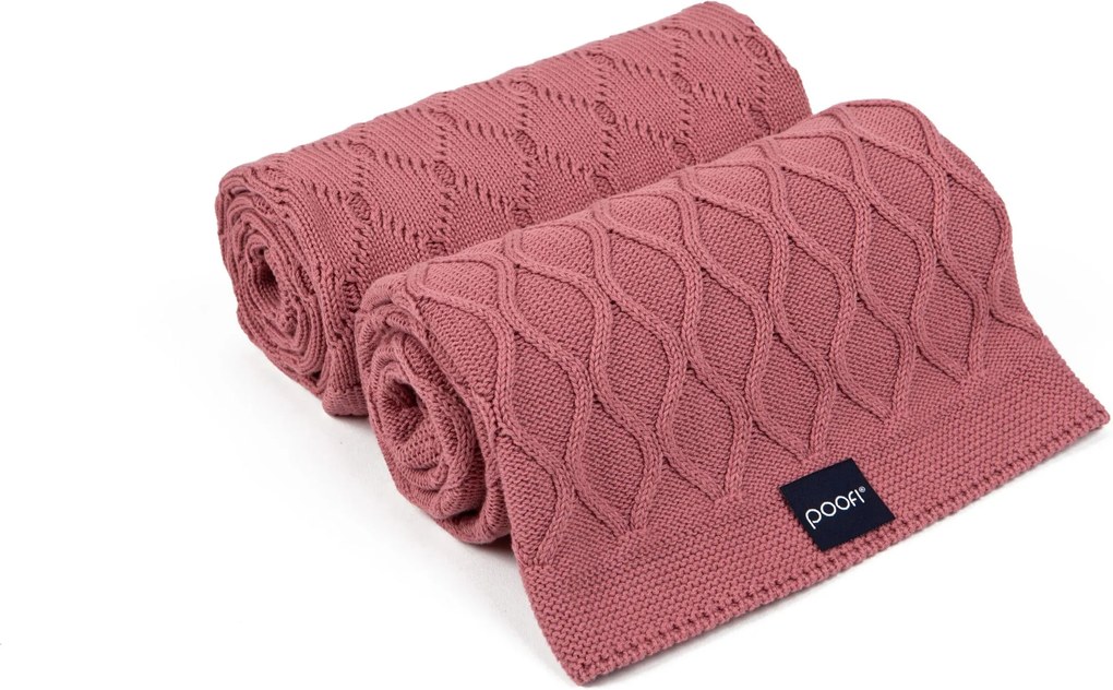 POOFI Pletená deka - Double knit růžové barvy 80 × 100 cm