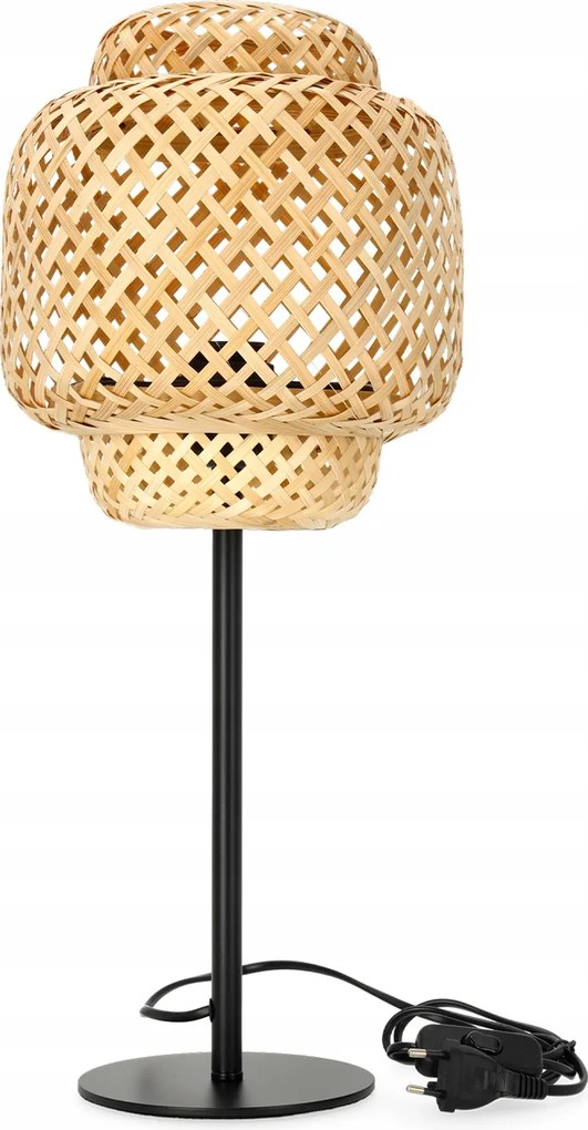 Stolní lampa Noční Bambusové stínítko Černá Konstrukce 22 cm 1xE27 Boho