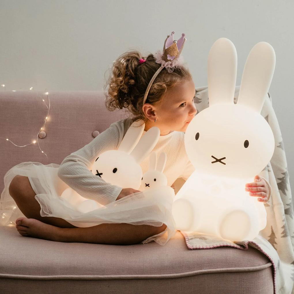 Mr Maria Dětská králičí LED lampa Miffy First Light, bílá barva, plast