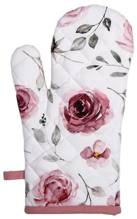 Bavlněná chňapka-rukavice s růžemi Rustic Rose – 18x30 cm
