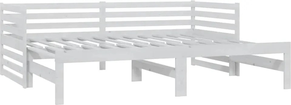 Výsuvná denní postel 2 × (90x200 cm) bílá masivní borové dřevo 3083670