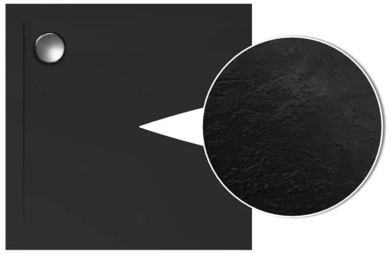 Polimat Geos čtvercová sprchová vanička, černá struktura kamene Rozměr vaničky: 80x80cm
