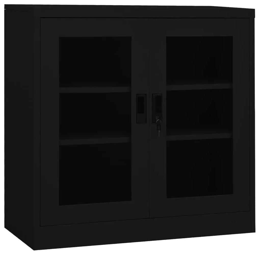 Kancelářská skříň černá 90 x 40 x 90 cm ocel - Default Title
