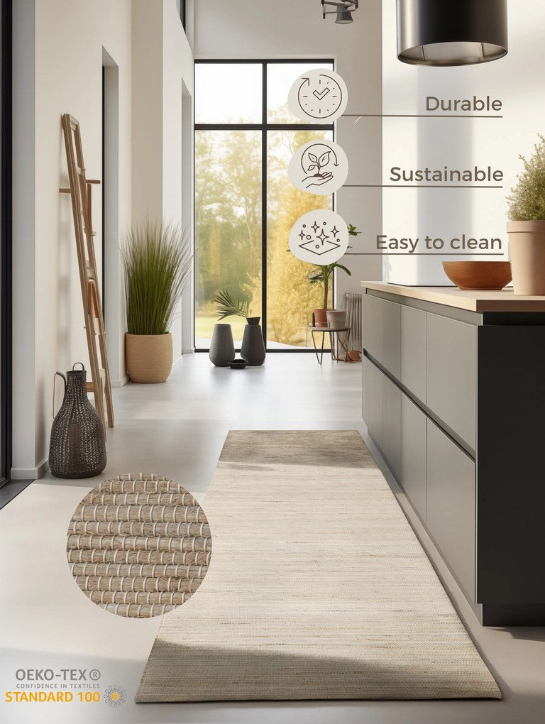 Hanse Home, Běhoun Handloom 105961 Dhaka Beige, 80x200, béžová, chodba / předsíň