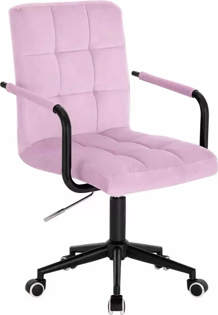 LuxuryForm DESIGN Otočná židle VERONA BLACK VELUR na černé podstavě s kolečky - levandule