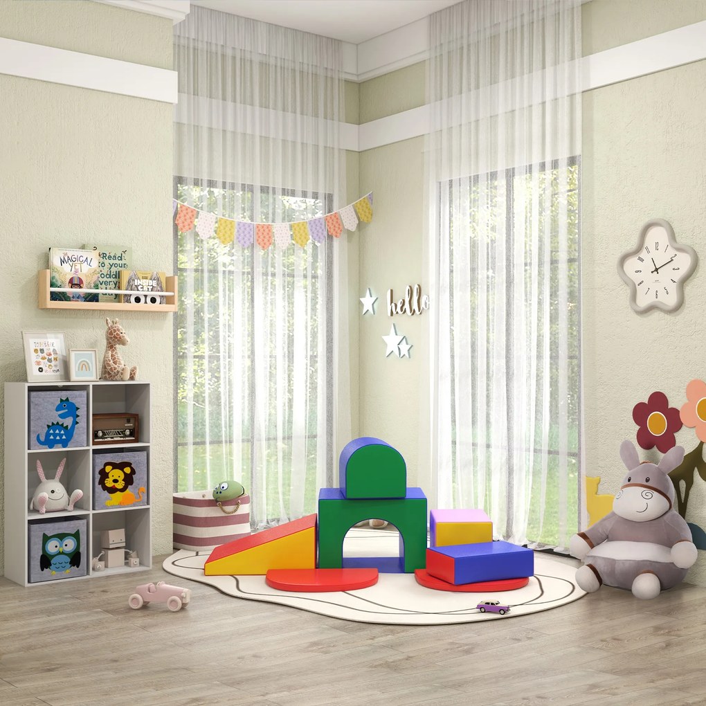 Knihovna ZONEKIZ pro děti s 3 úložnými boxy, regál pro dětský pokoj, policový regál na hračky, bílá + šedá 61,8 x 29,9 x 91,5 cm