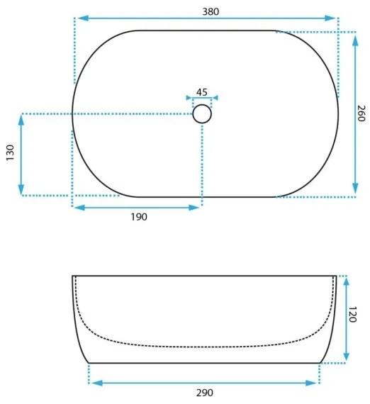 REA-U3322 - Umyvadlo na desku AMELIA MINI 26x38 cm keramika/lesklá bílá