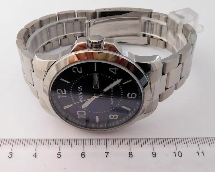 Foibos Mohutné přehledné pánské vodotěsné hodinky Foibos 7090.3 - 10ATM se safírovým sklíčkem