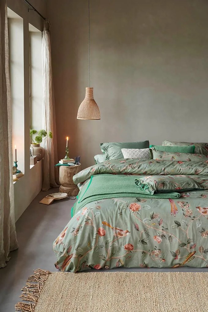 Pip Studio polštář Good Nightingale Long Cushion Light Green 30x90 s výplní (Dekorační polštářek v perkálovém povlaku)