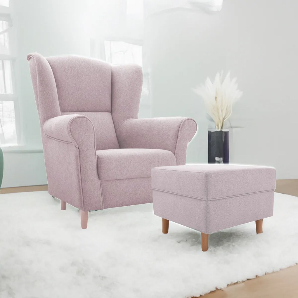 IDZ Sedací souprava: Křeslo LOFT 1 + taburet LOFT, Růžová Avra 10